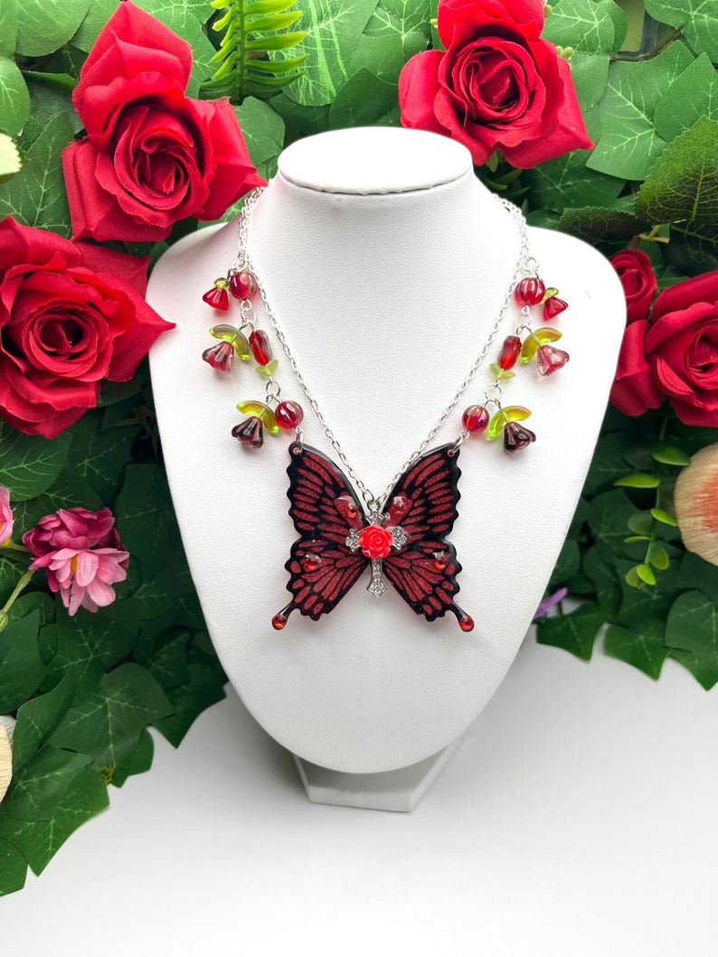 Red Postman Butterfly, Butterfly Necklace and Earrings, Jewelry ...