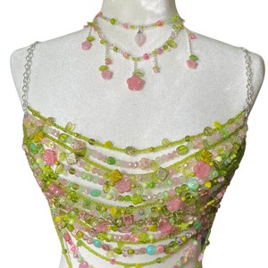 Beaded Bralette, Cherry Blossom Themed, Body Jewelry, Beaded Top - Etsy