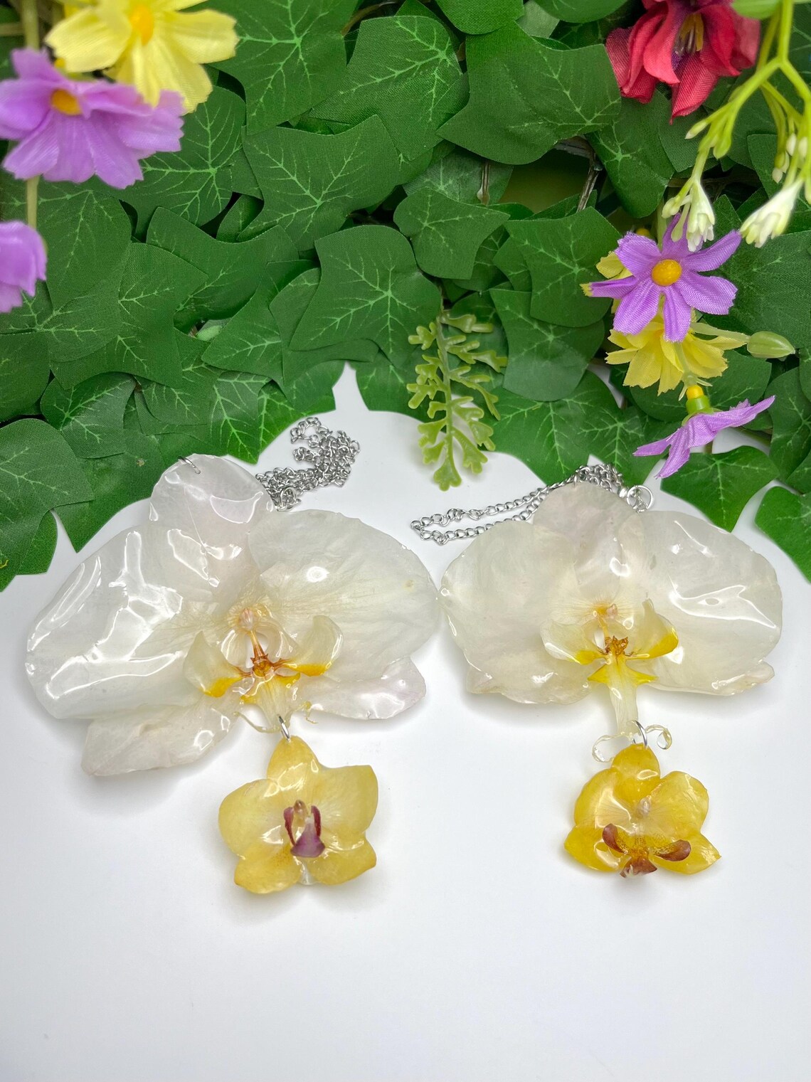 Orchid Necklace, Real Flower Resin Necklace, Preserved in Resin ...