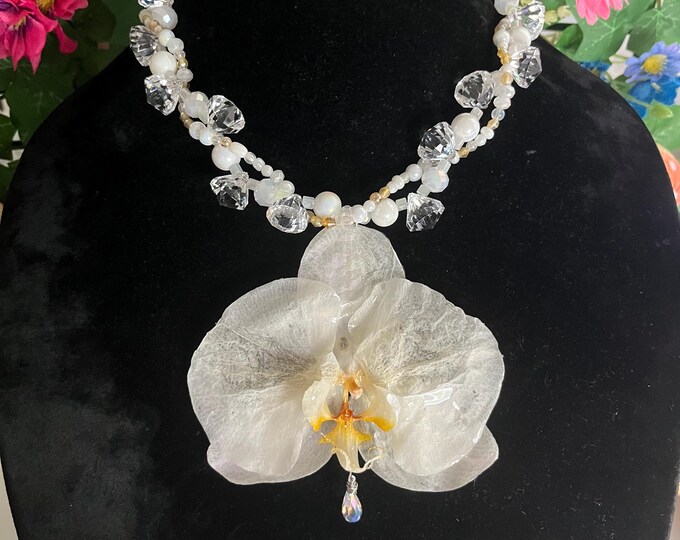 Real Orchid Necklace, Real Flower Resin Necklace, Preserved in Resin ...