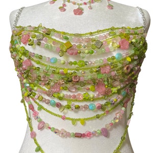 Beaded Bralette, Cherry Blossom Themed, Body Jewelry, Beaded Top - Etsy