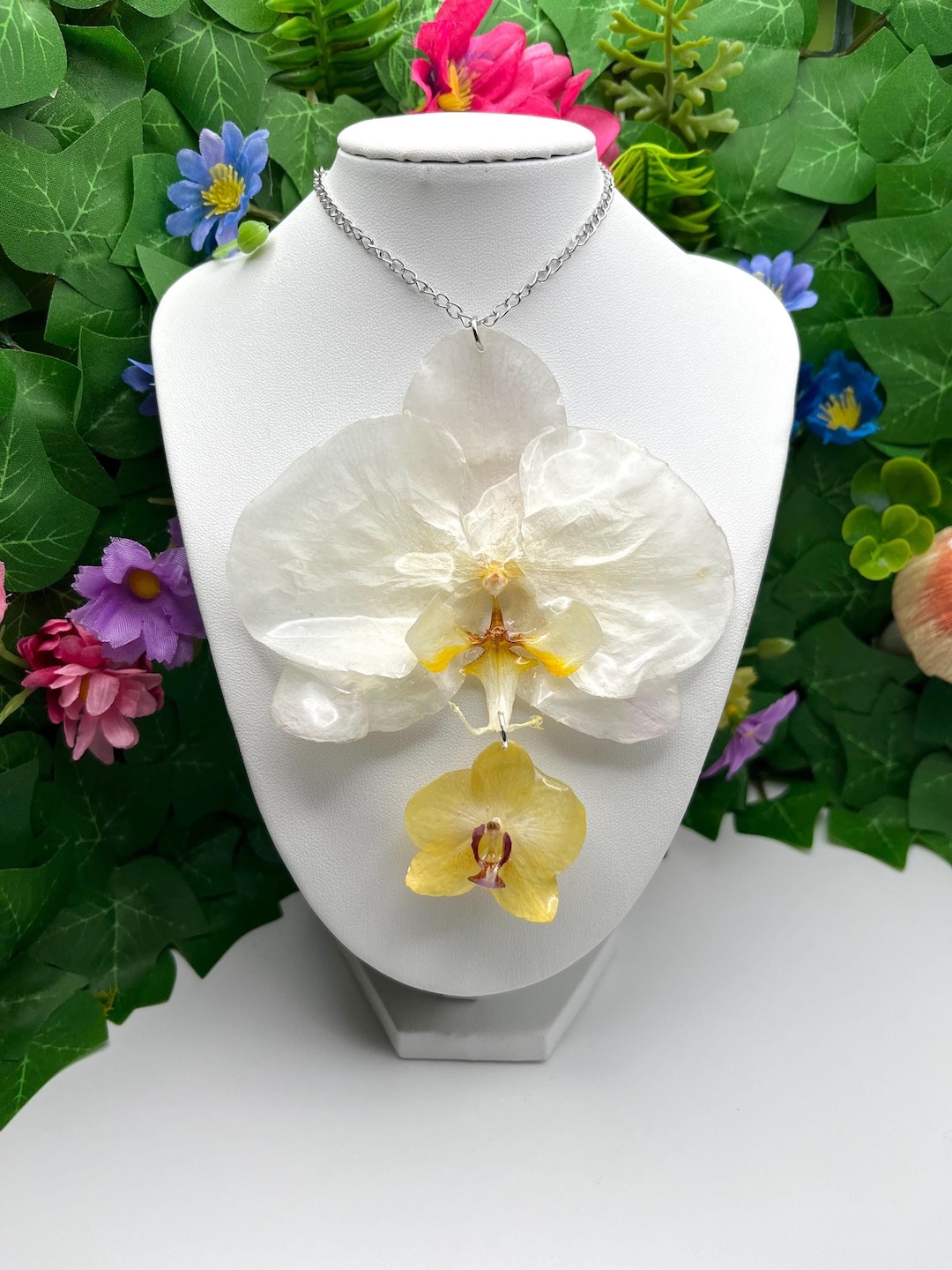Orchid Necklace, Real Flower Resin Necklace, Preserved in Resin ...