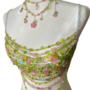 Beaded Bralette, Cherry Blossom Themed, Body Jewelry, Beaded Top - Etsy