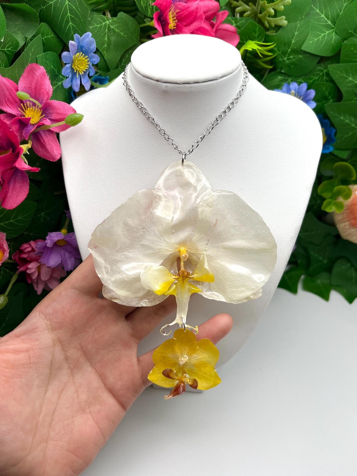 Orchid Necklace, Real Flower Resin Necklace, Preserved in Resin ...