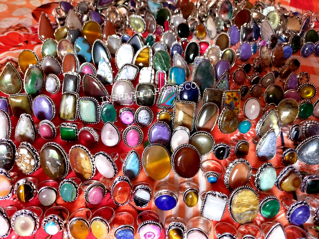 Rings for Women, Chunky Bulk Rings Lot, Gemstone Vintage Rings ...