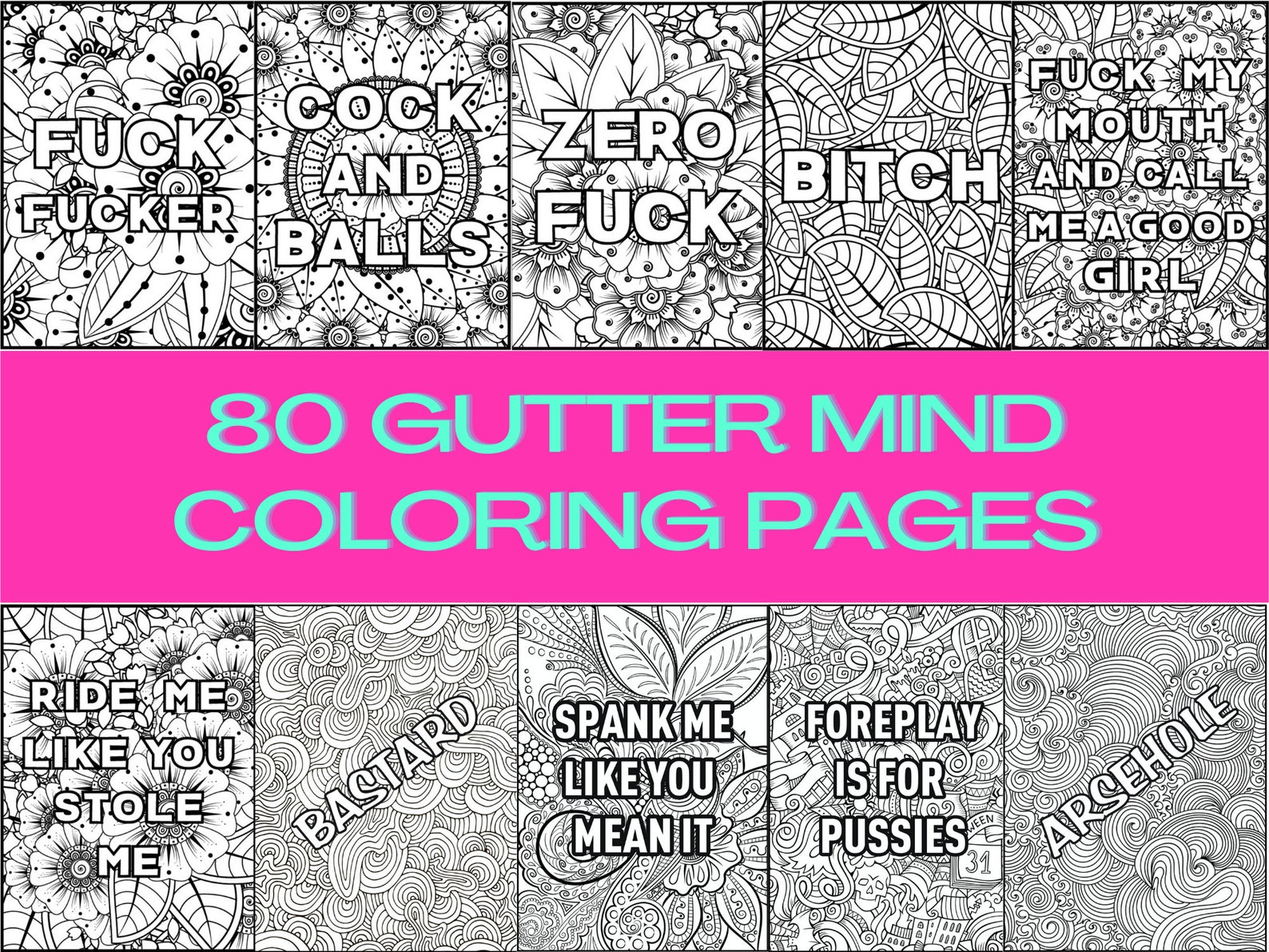 Dirty Swear Word Coloring Pages - Adult Coloring Book - Etsy