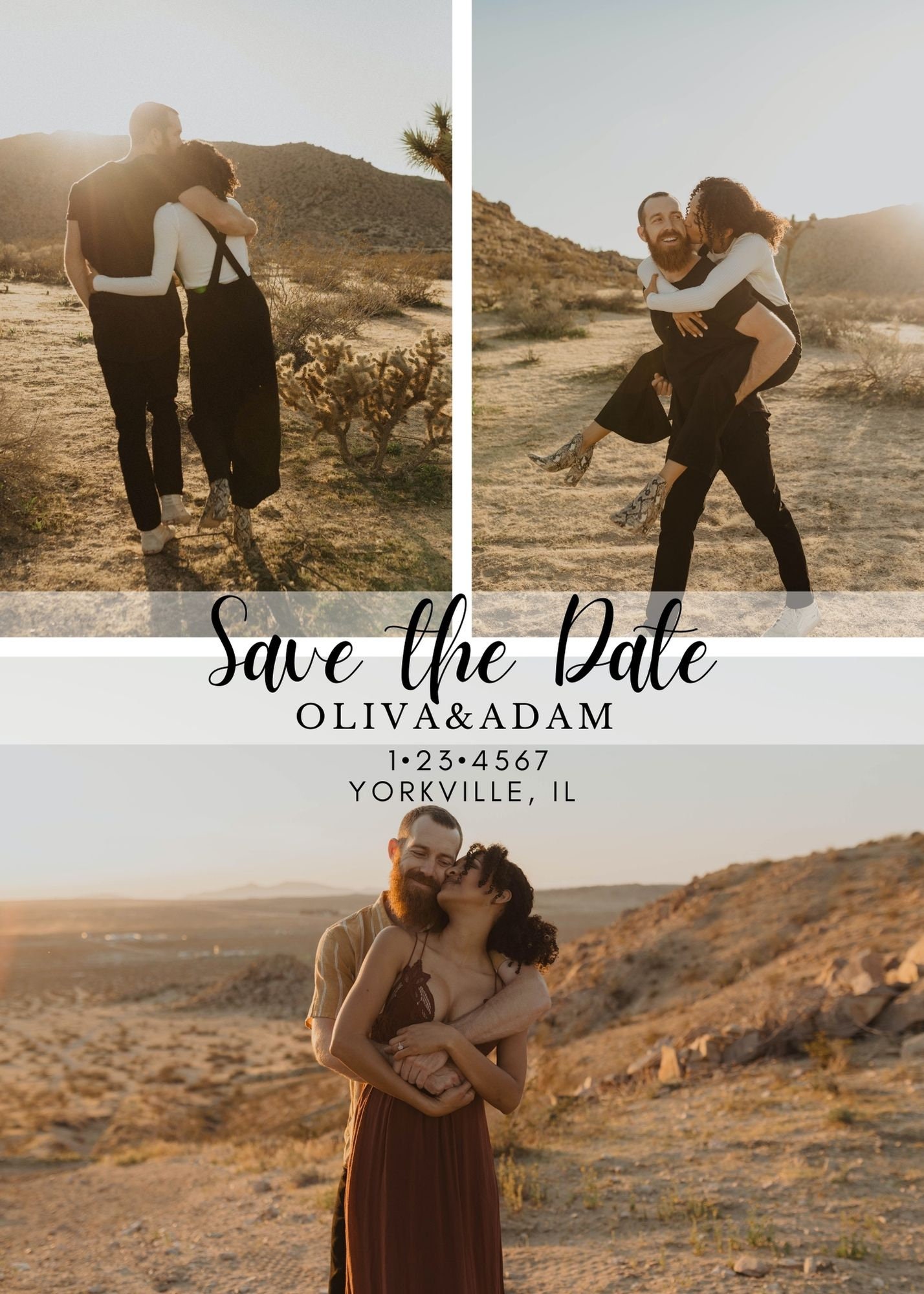 Save the Date Collage Photo Card Template, Engagement Photo Save the ...