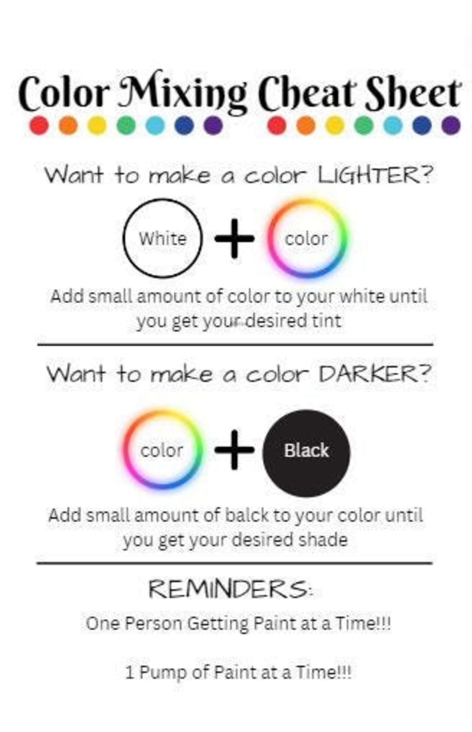 Color Mixing Poster - Acrylic Cheat Sheet - Etsy