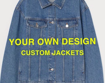 Denim Jacket With Fabric Panel - Etsy