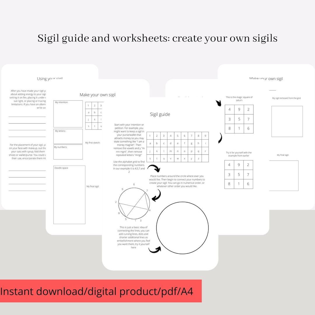 Sigil Guide and Planner, Learn How to Create Sigils, Worksheets to ...