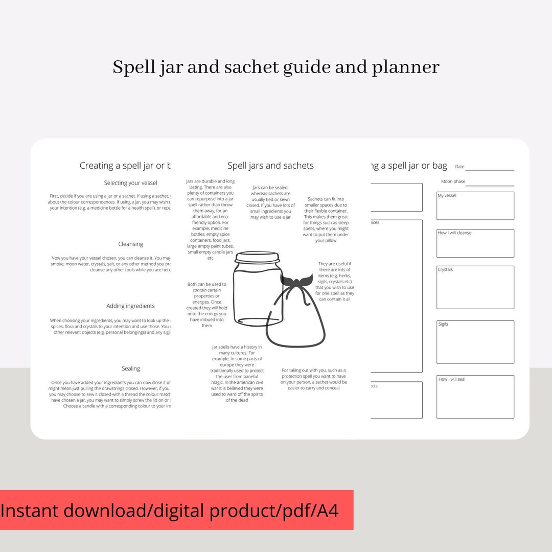 Spell Jar and Sachet Guide and Planner Make Your Own Spell - Etsy