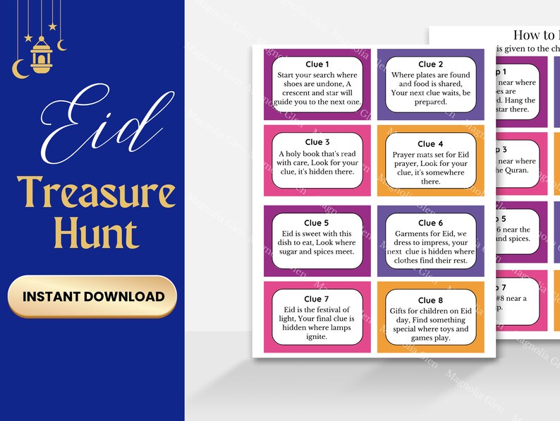 Cute Eid Printable Scavenger Hunt for Kids, Eid Treasure Hunt, Muslim ...