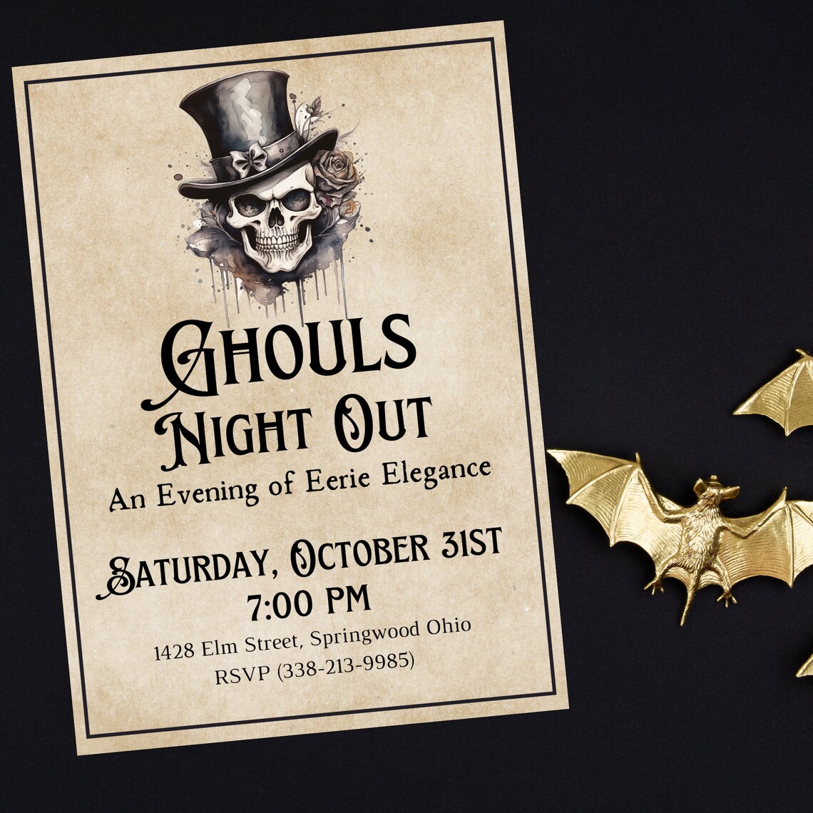 Adult Halloween Party Invitations, Vintage Party Invite, Editable ...