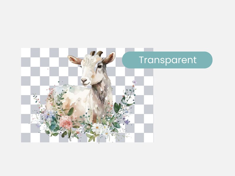 Watercolor Goat PNG, Goat Clipart, Barn Farmhouse Clipart, Goats With ...