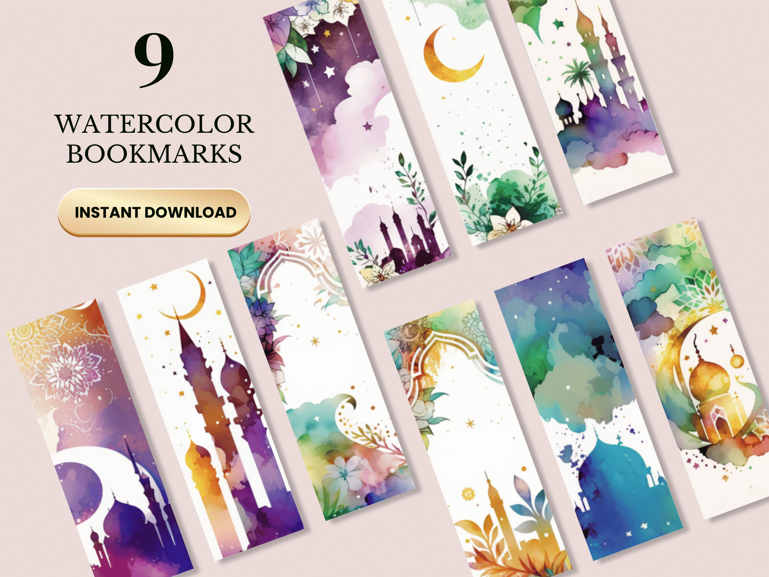 Watercolor Muslim Bookmark Set | Ramadan Bookmark | Eid Bookmark ...
