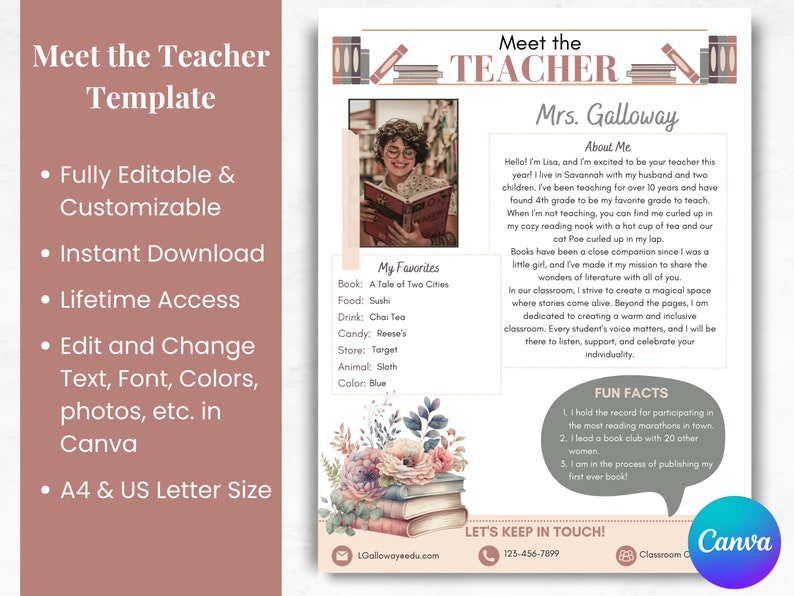Editable Meet the Teacher Canva Template - Instant Download ...