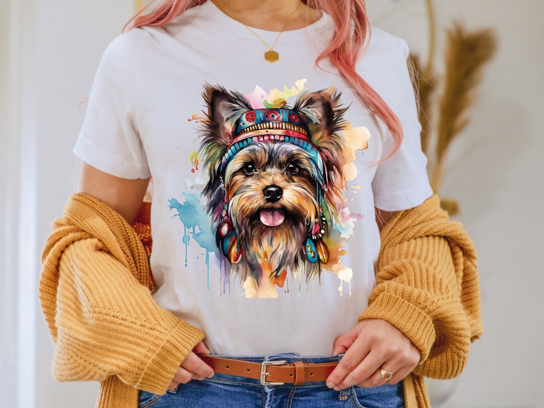 Boho Yorkie PNG, Watercolor Yorkie Digital Design, Yorkie Tshirt Design ...