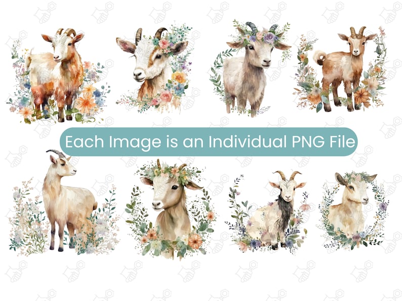 Watercolor Goat PNG, Goat Clipart, Barn Farmhouse Clipart, Goats With ...