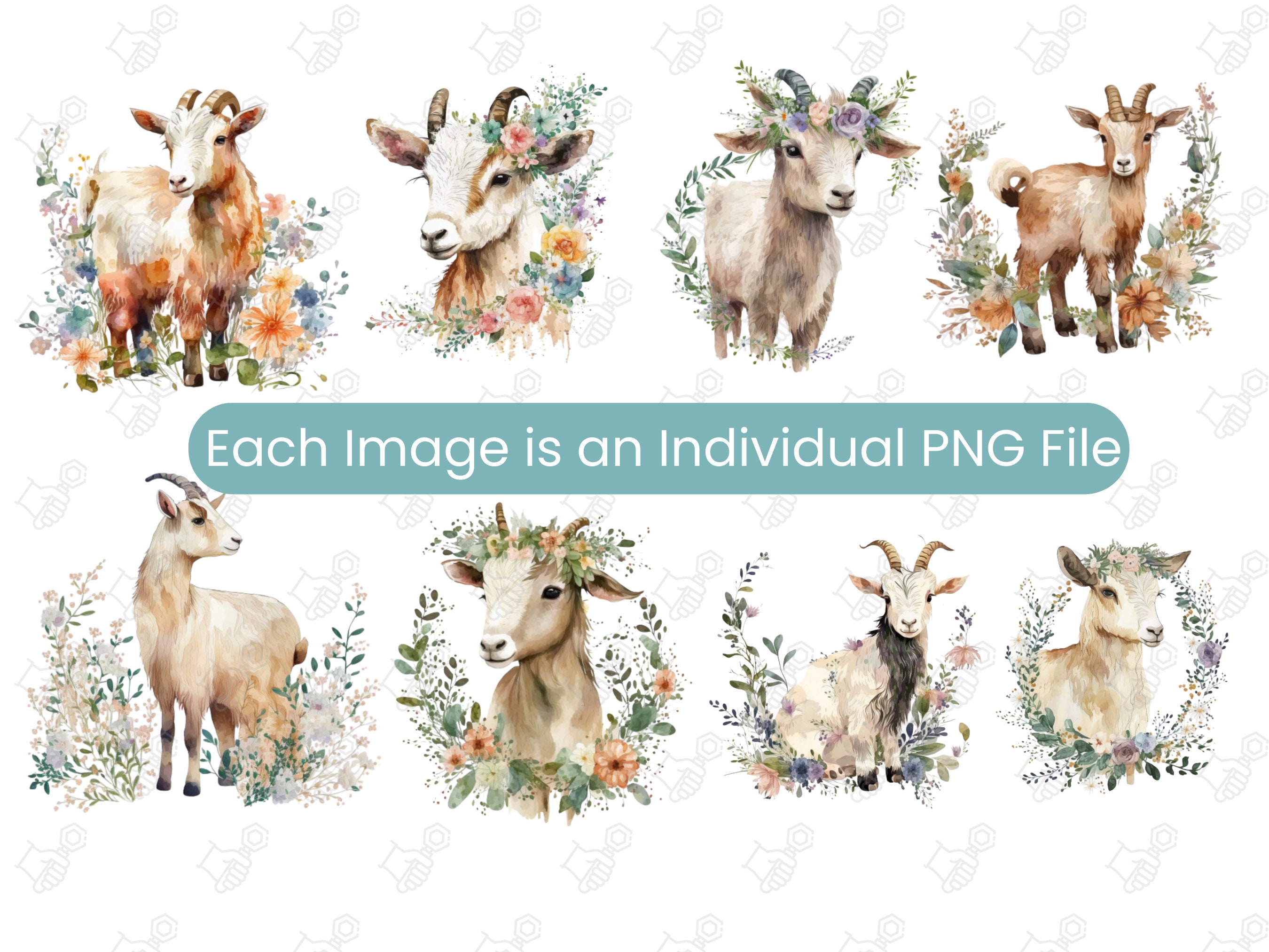 Watercolor Goat PNG, Goat Clipart, Barn Farmhouse Clipart, Goats With ...