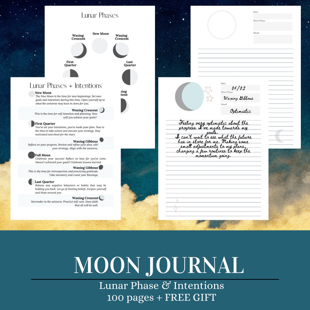 Moon Phase Journal Planner, Moon Magic, Mood Tracker, Lunar Phases ...