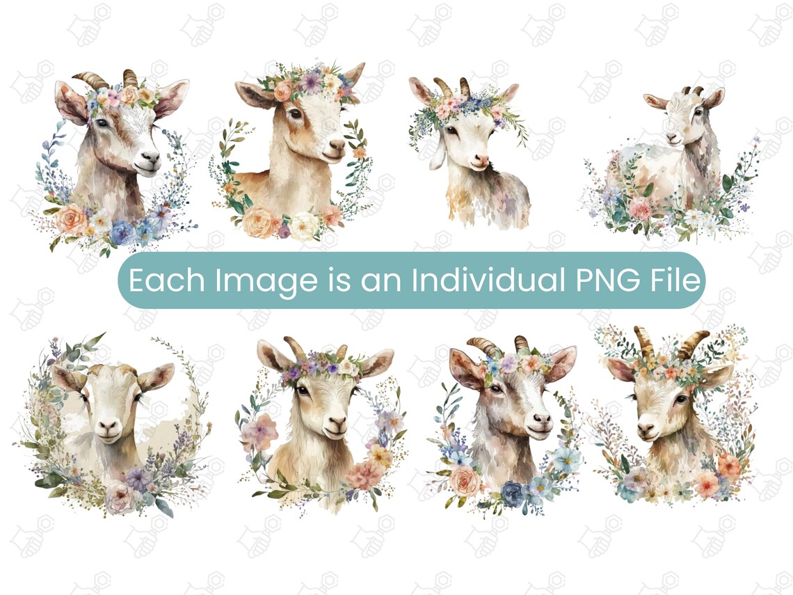 Watercolor Goat PNG Goat Clipart Barn Farmhouse Clipart - Etsy