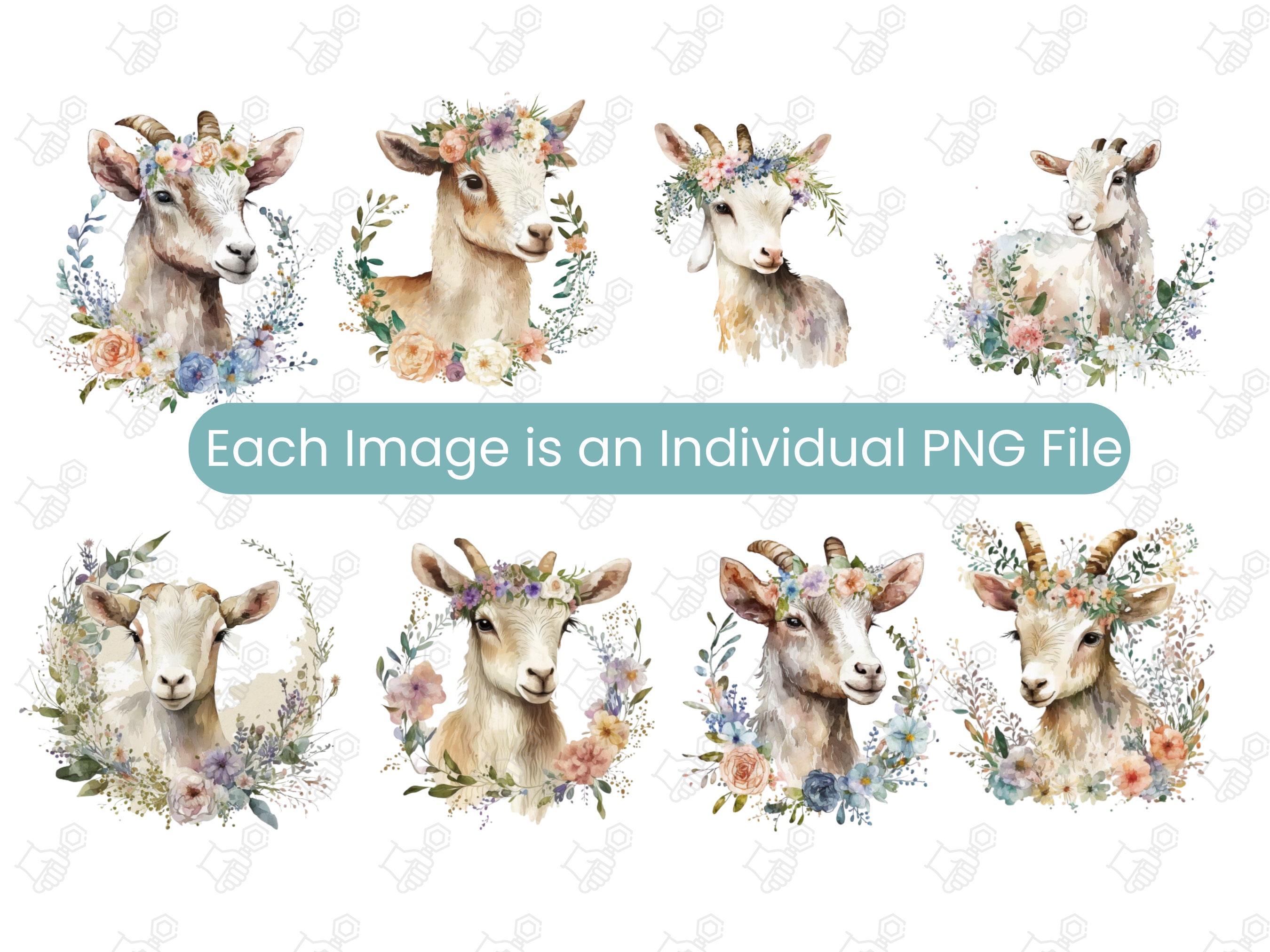 Watercolor Goat PNG, Goat Clipart, Barn Farmhouse Clipart, Goats With ...