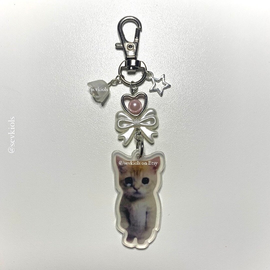 Funny Beaded Cat Meme Handmade Keychain - Etsy