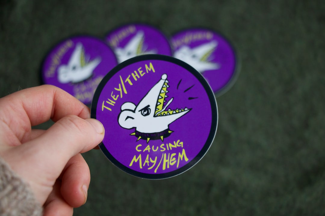 They/them Causing Mayhem Sticker - Etsy Sweden