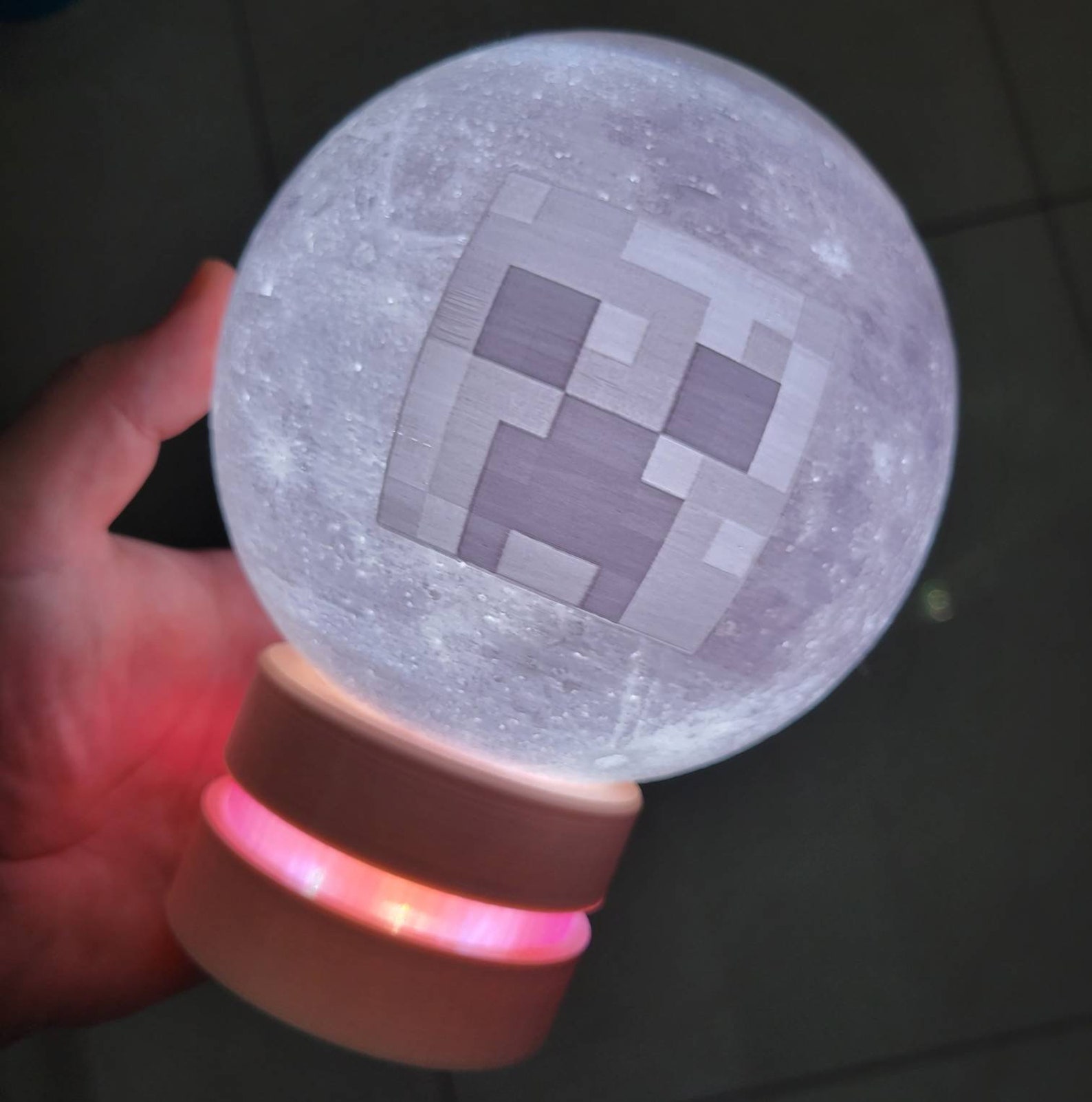 Minecraft Creeper Moon Lamp Night Light 3D Printed | Etsy