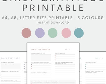 Daily Gratitude Printable, Daily Planner Printable, Gratitude Journal ...