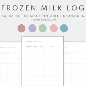 Frozen Milk Log Printable, Breasting Feeding Tracker Printable, Freezer ...