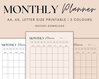 Undated Monthly Planner Printable | Floral Monthly Planner - Instant ...