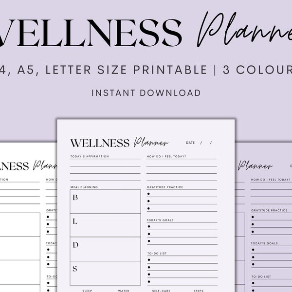 Daily Wellness Planner Printable, Daily Planner, Printable Planner ...