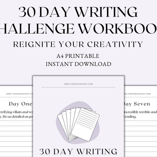 30 Day Writing Challenge Workbook Printable Book Writing - Etsy