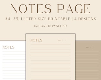 Printable Lined Notes Planner Inserts Half Letter Size - Etsy