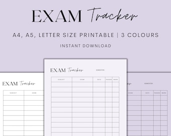 Exam Tracker Printable, Assessment Tracker Sheet, University Planner ...