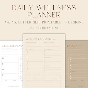 Daily Wellness Planner Printable, Daily Planner, Wellness Tracker ...