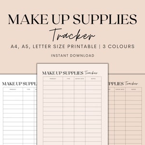 Make up Supplies Tracker Printable, Beauty Tracker, Beauty Journal ...