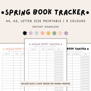 Spring Book Tracker Printable, Book List Tracker, Reading Tracker, Book ...