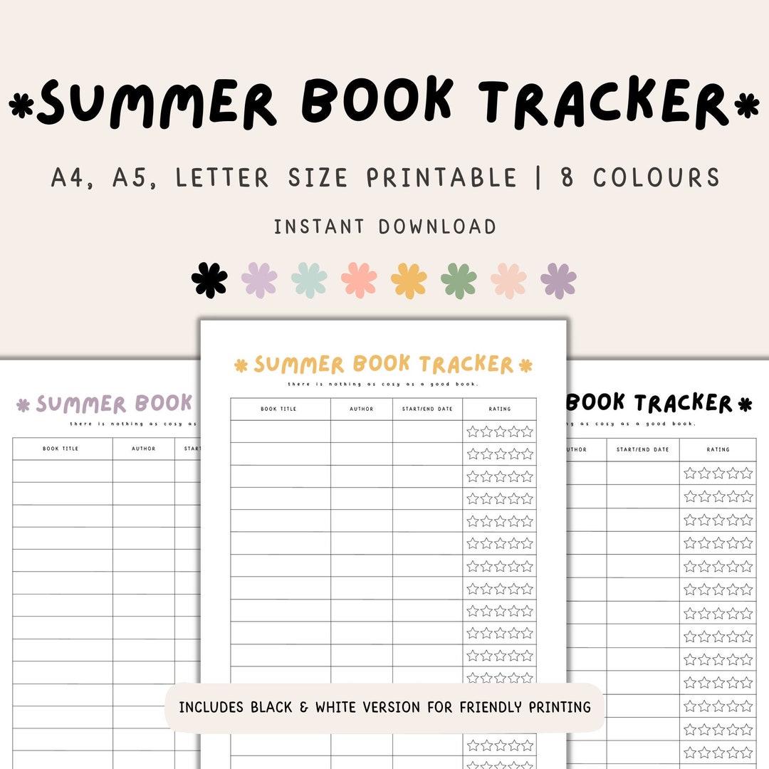 Summer Book Tracker Printable Book List Tracker Reading - Etsy