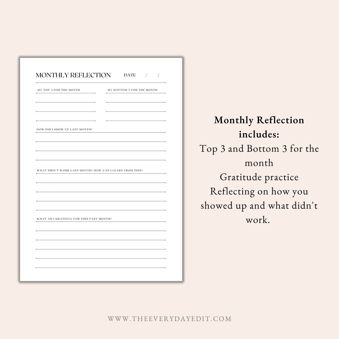 Monthly Journaling Pages Printable Download Monthly Journal - Etsy