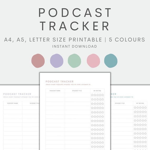 Podcast Tracker Printable Entertainment Tracker Personal | Etsy