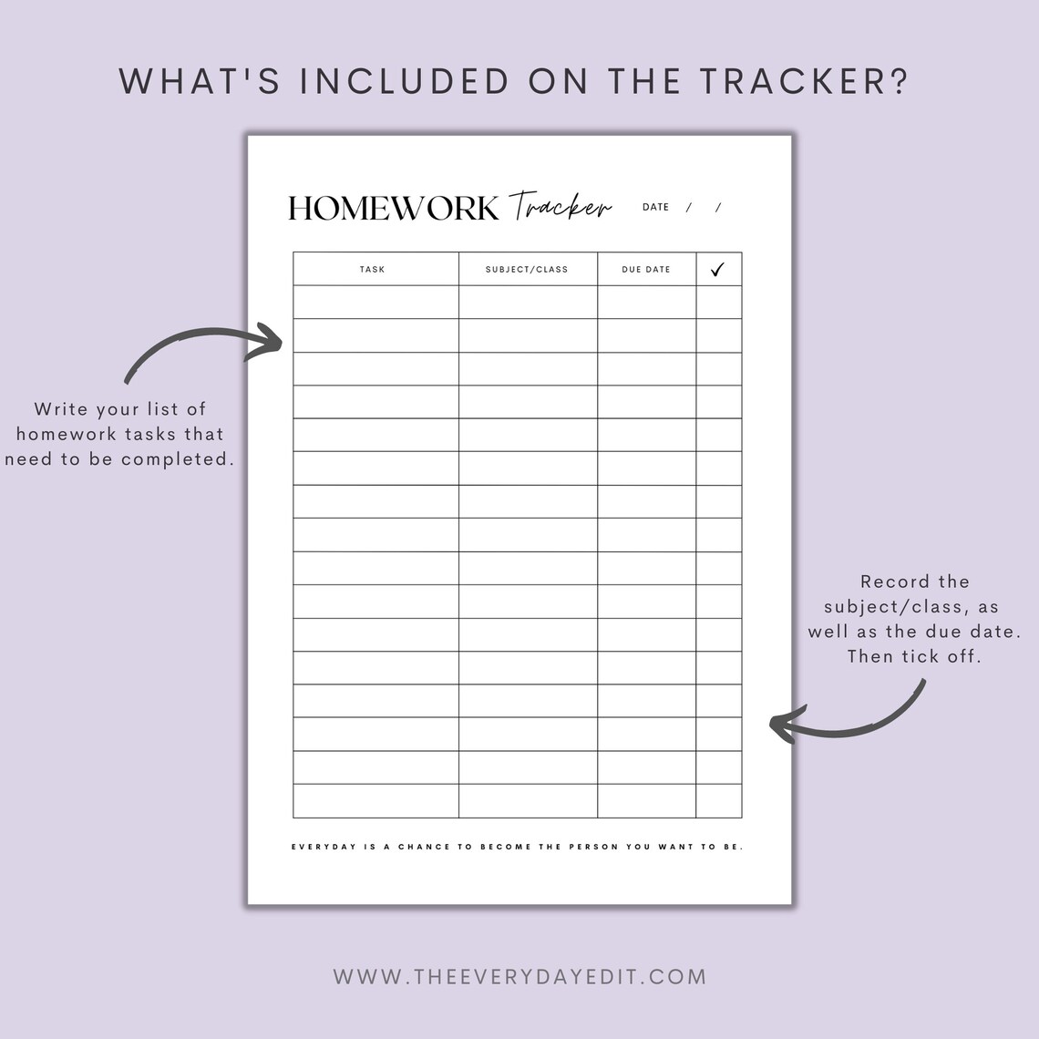 Homework Tracker Printable School Planner Printable - Etsy