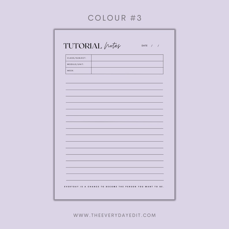 Tutorial Notes Tracker Printable, College Tutorial Notes, Lined Note ...