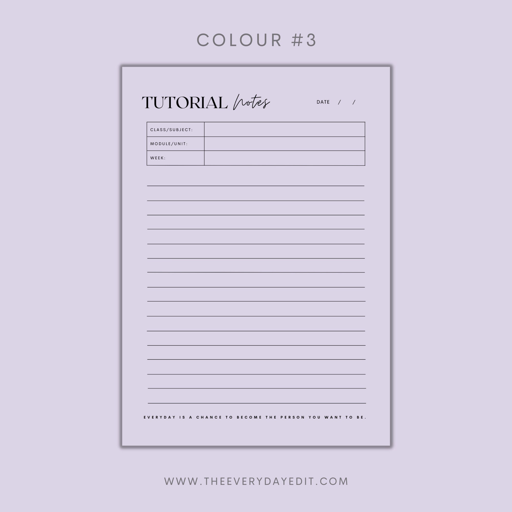 Tutorial Notes Tracker Printable, College Tutorial Notes, Lined Note ...