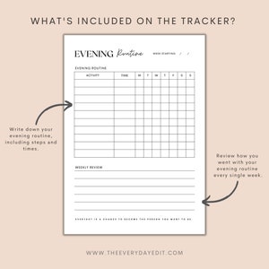 Evening Routine Tracker Printable, Evening Routine Planner Printable ...