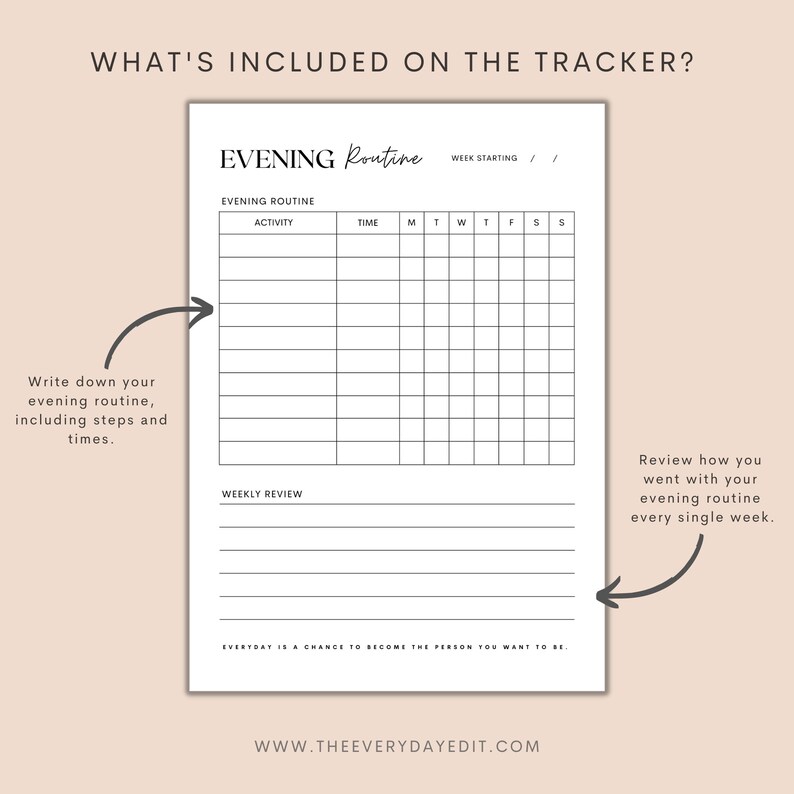 Evening Routine Tracker Printable Evening Routine Planner - Etsy Australia
