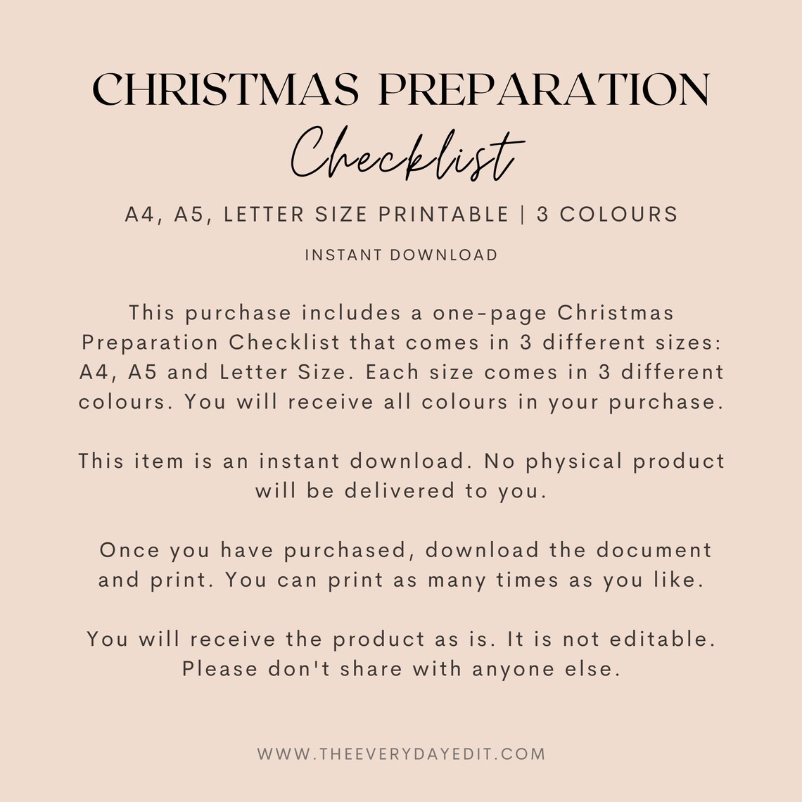 Christmas Preparation Checklist Printable, Christmas Checklist ...