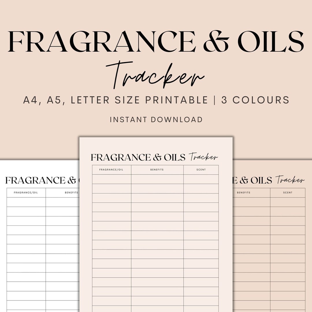 Fragrance and Oils Tracker Printable, Candle Business Planner Printable ...