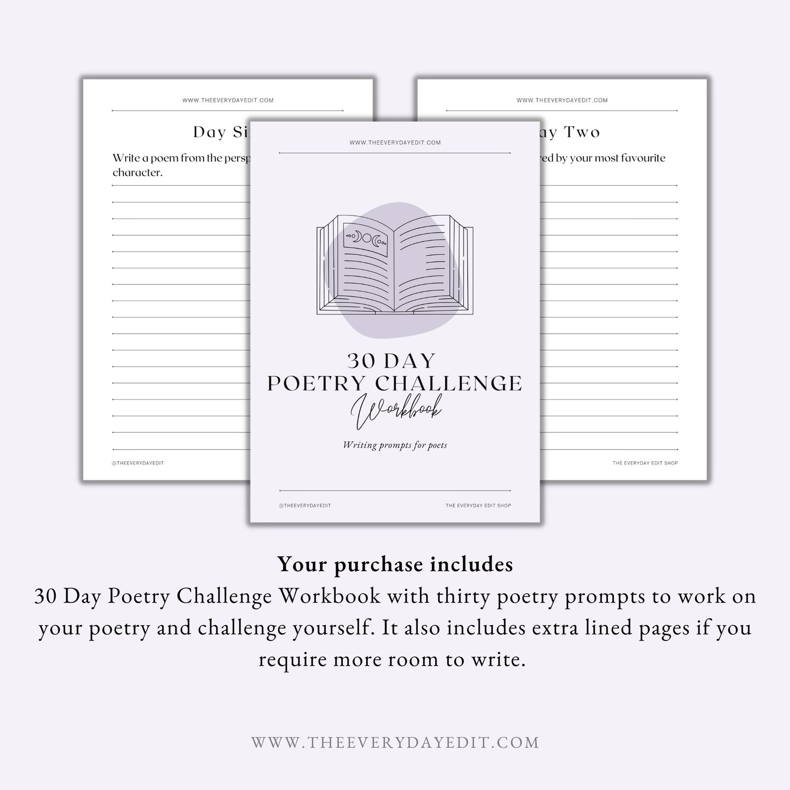 30 Day Poetry Challenge Workbook Printable, Poetry Prompts, Writing ...